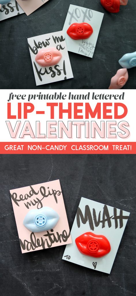 Free Printable Lip Valentines - Cute Non-Candy Treat
