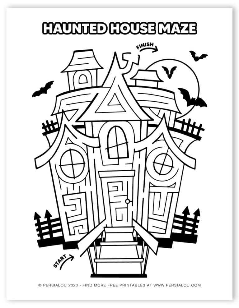 Free Halloween Printable Maze Worksheets for Kids and Adults - Persia Lou